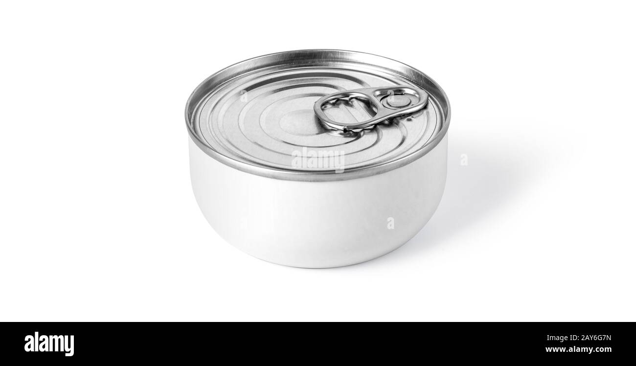 metal white tin can on white background Include clipping path Stock ...