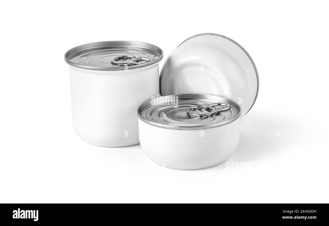 metal white tin can on white background Include clipping path Stock ...
