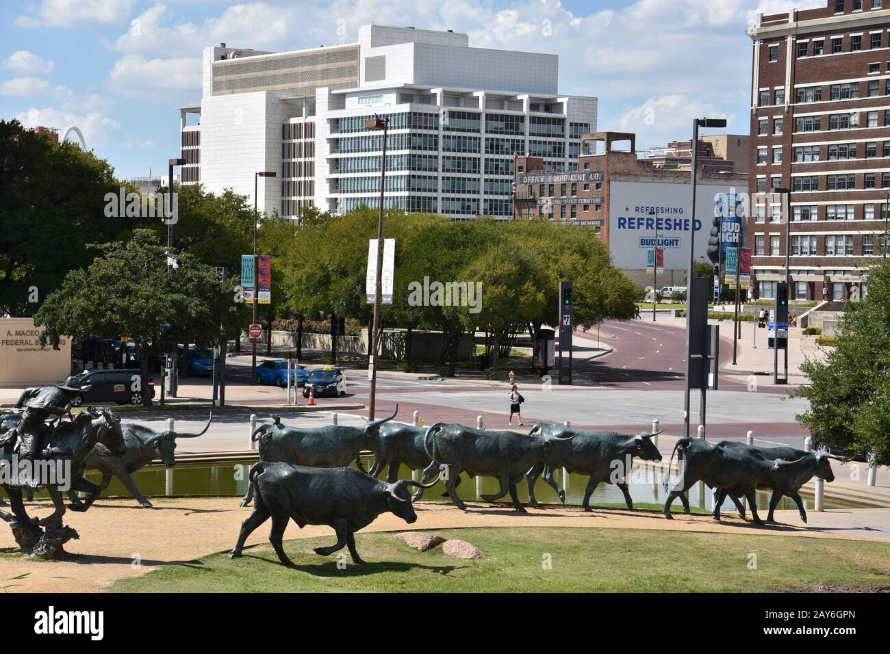 The Cattle Drive Sculpture at Pioneer Plaza in Dallas, Texas Stock ...