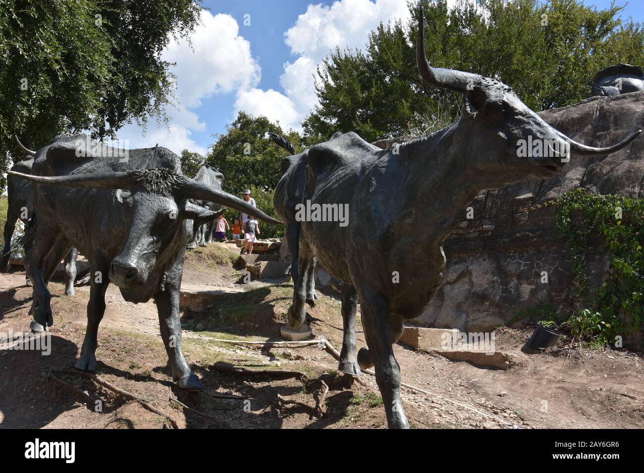 The Cattle Drive Sculpture at Pioneer Plaza in Dallas, Texas Stock ...
