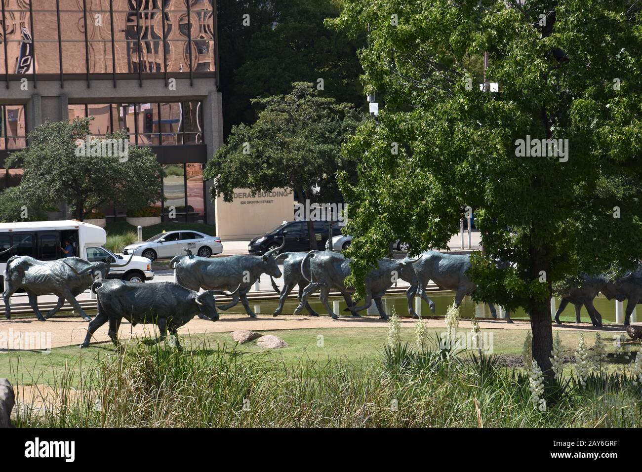 The Cattle Drive Sculpture at Pioneer Plaza in Dallas, Texas Stock ...