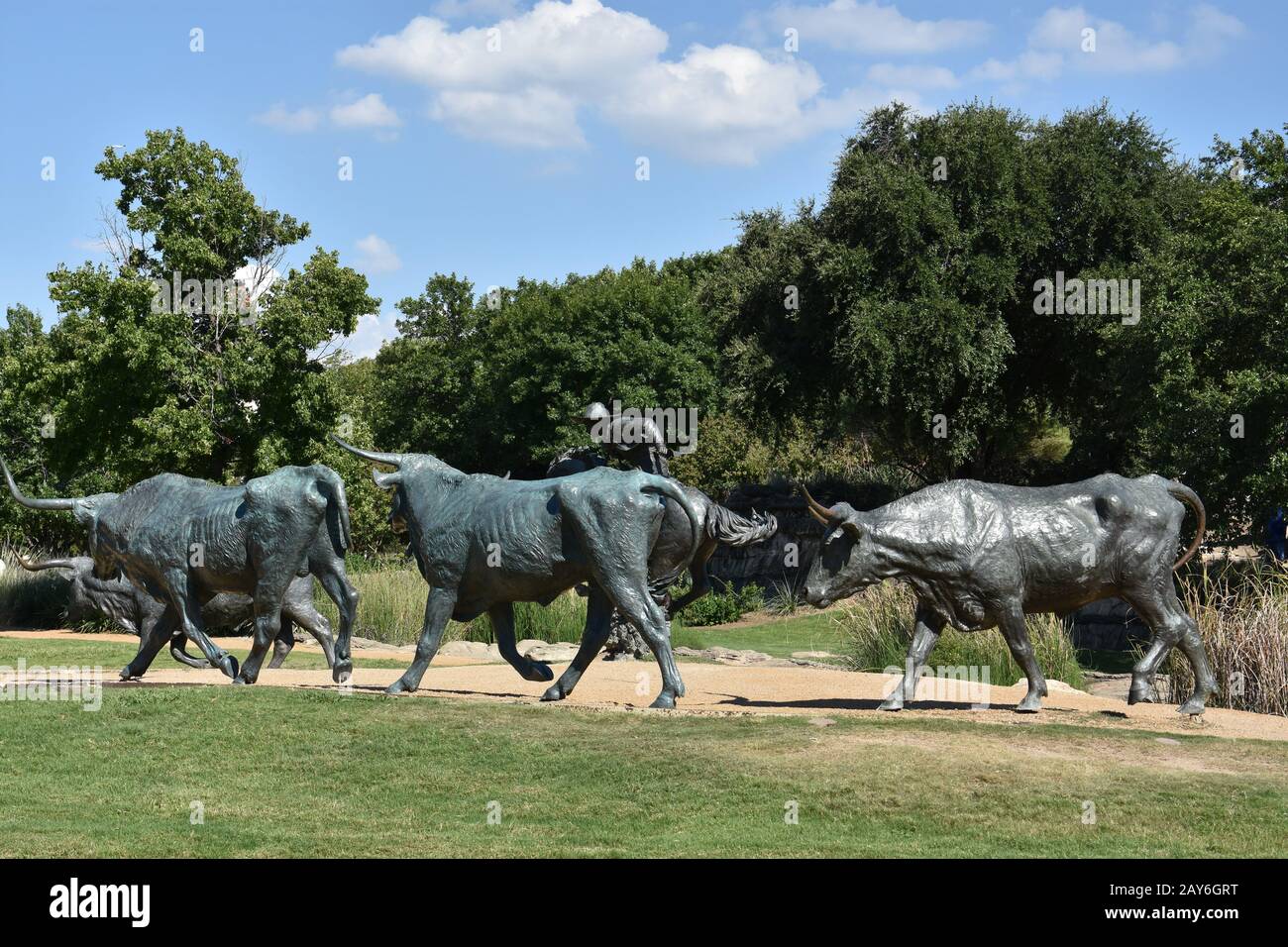 The Cattle Drive Sculpture at Pioneer Plaza in Dallas, Texas Stock ...