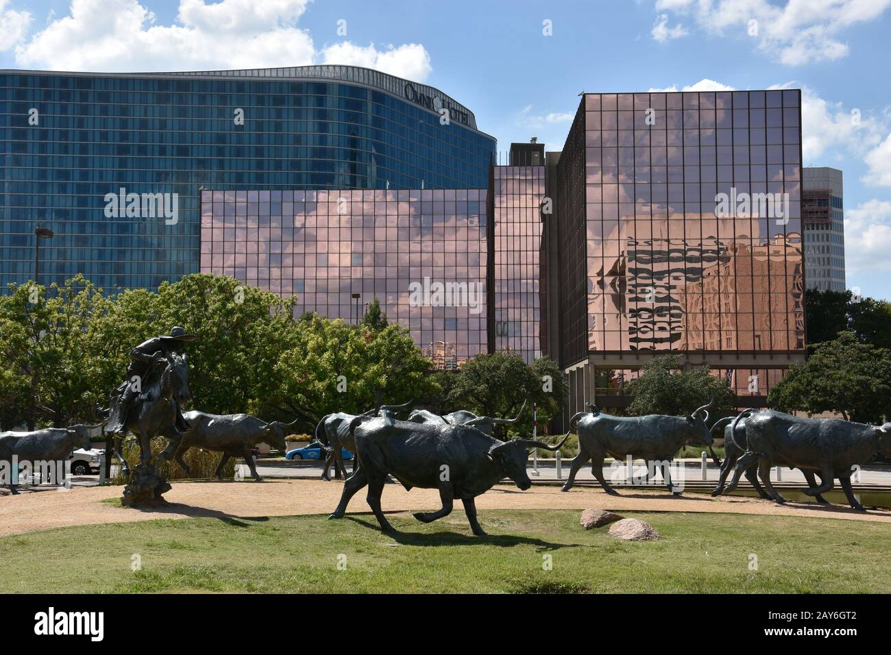 The Cattle Drive Sculpture at Pioneer Plaza in Dallas, Texas Stock ...