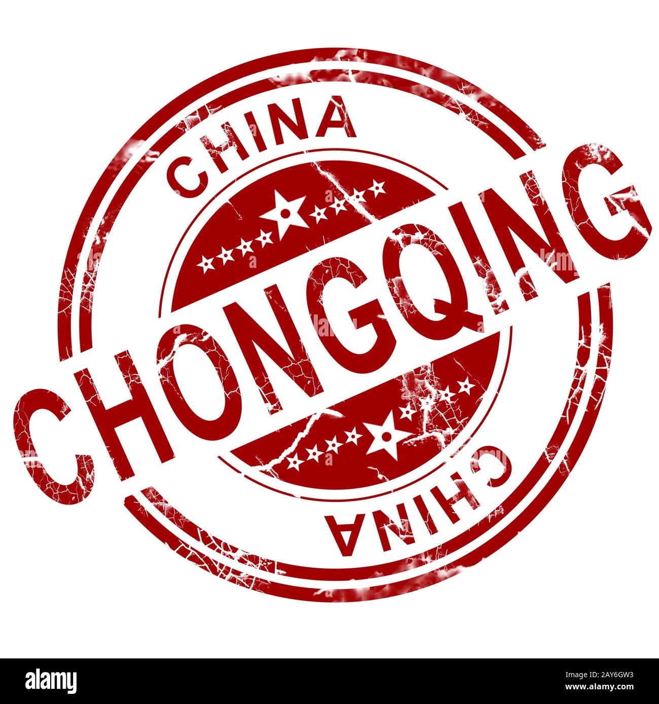 Red Chongqing stamp Stock Photo - Alamy