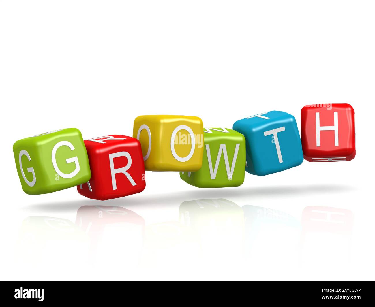 Growth color cube block on white Stock Photo - Alamy