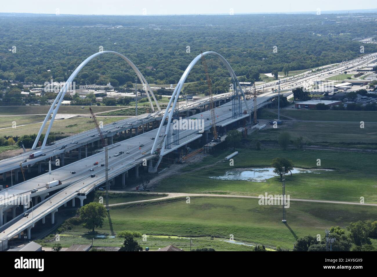 View of Margaret McDermott Bridge from the Reunion Tower Observation ...