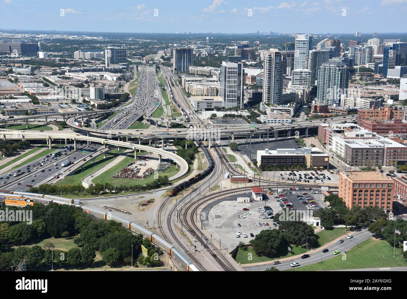 Aerial view of Dallas, Texas, from the Reunion Tower Observation Deck ...
