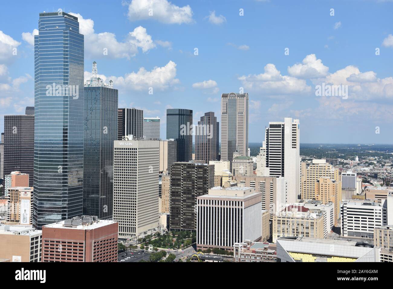 Aerial view of Dallas, Texas, from the Reunion Tower Observation Deck ...