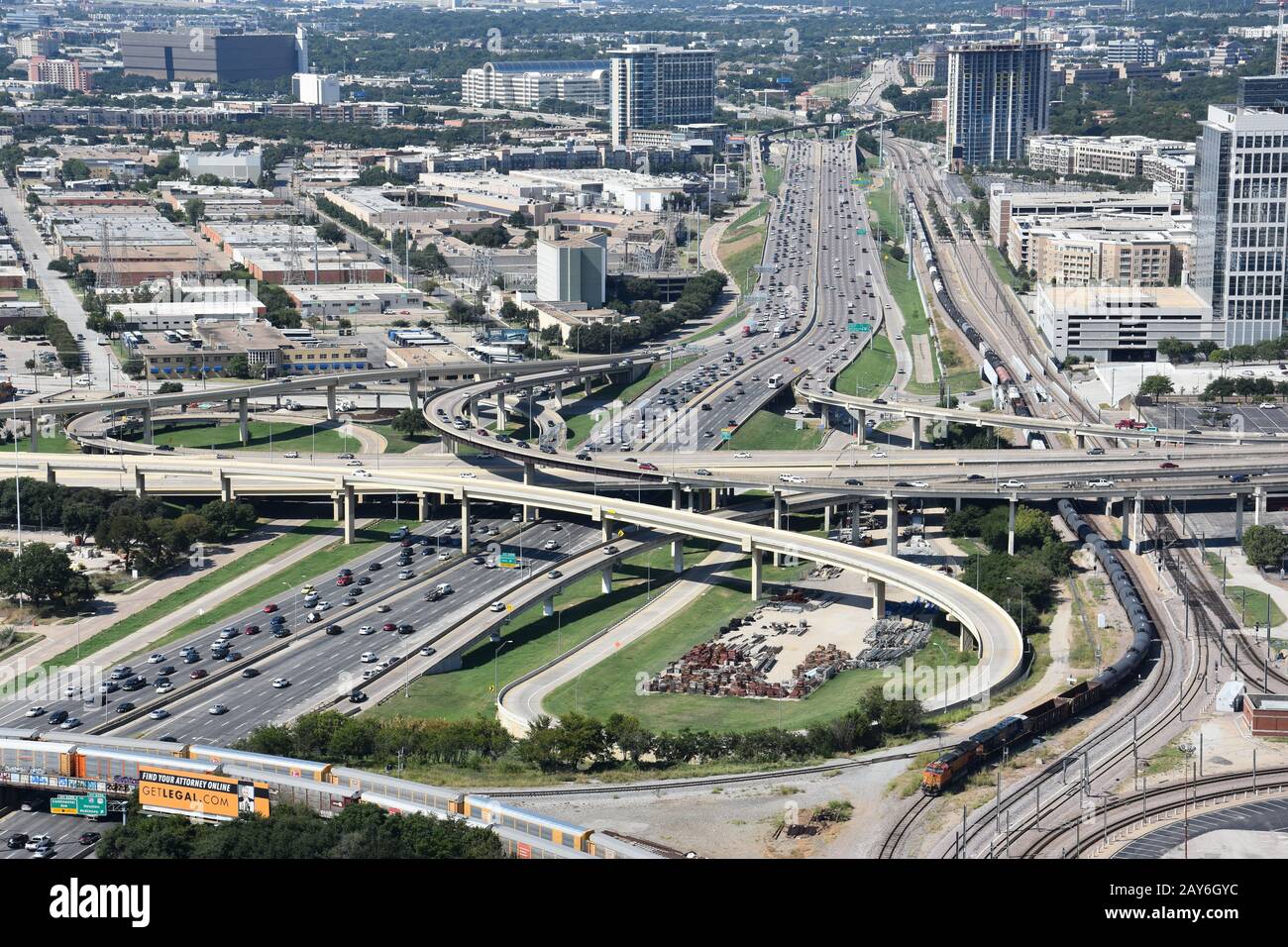 Aerial view of Dallas, Texas, from the Reunion Tower Observation Deck ...