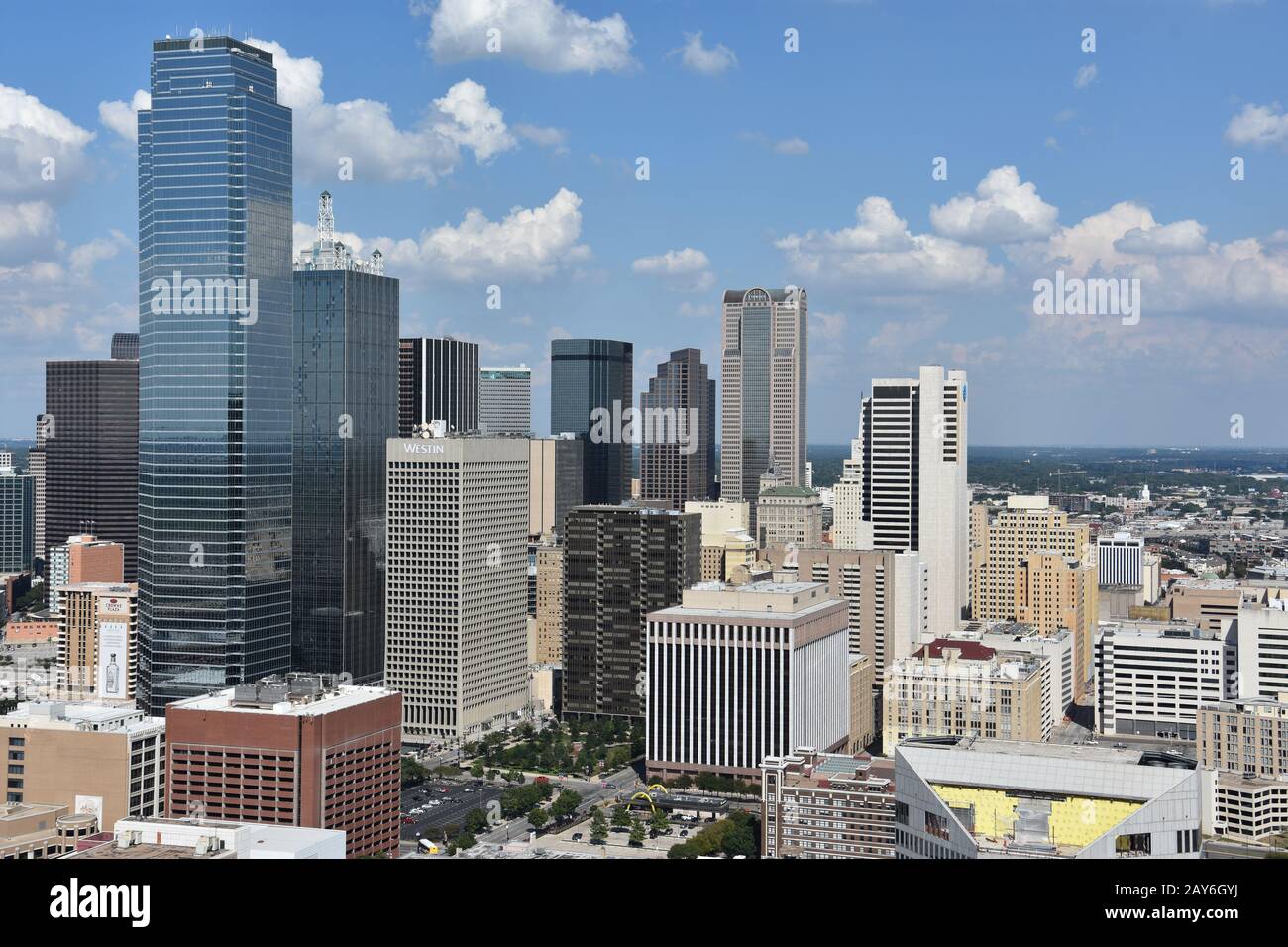 Aerial view of Dallas, Texas, from the Reunion Tower Observation Deck ...