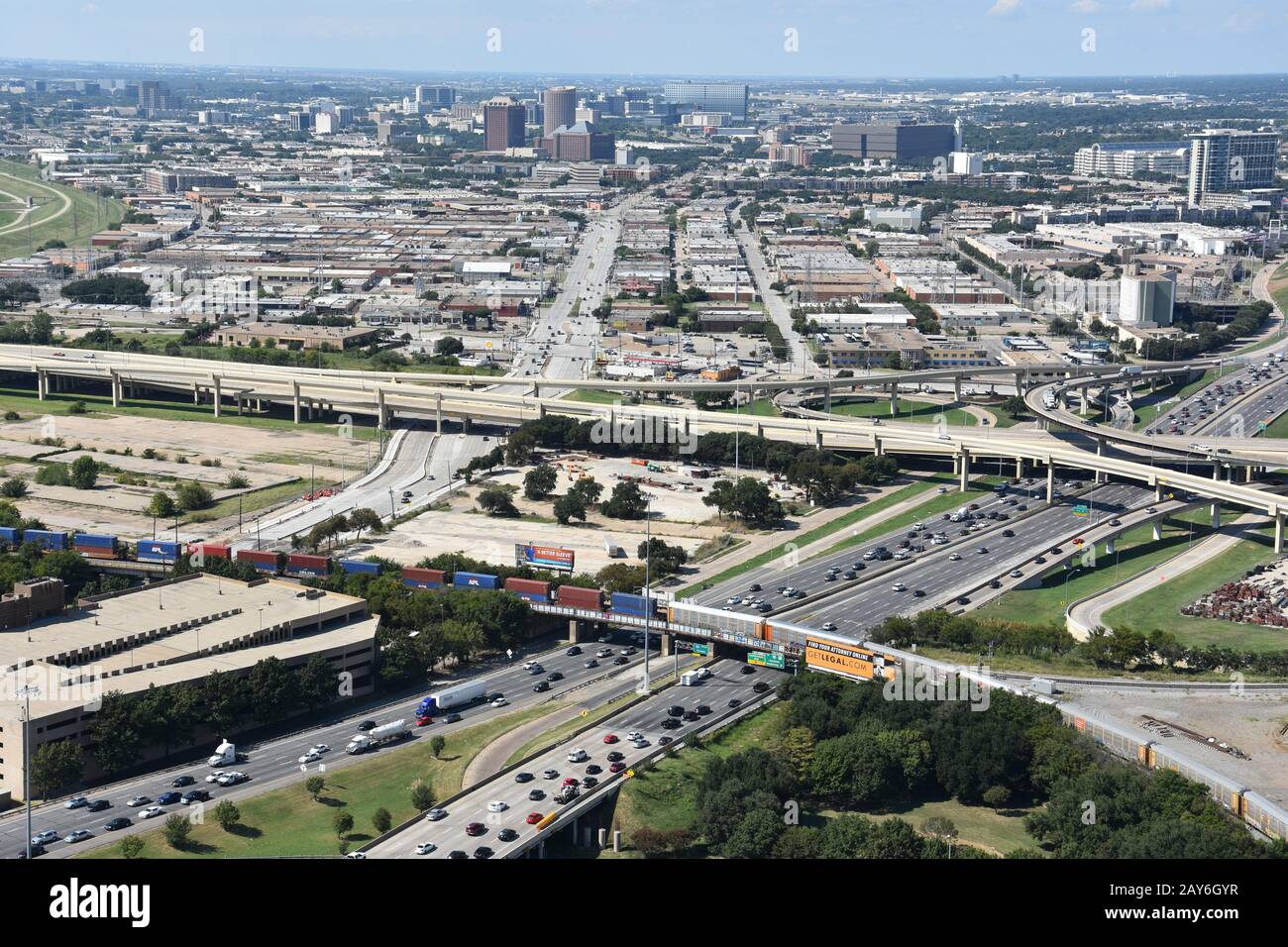Aerial view of Dallas, Texas, from the Reunion Tower Observation Deck ...