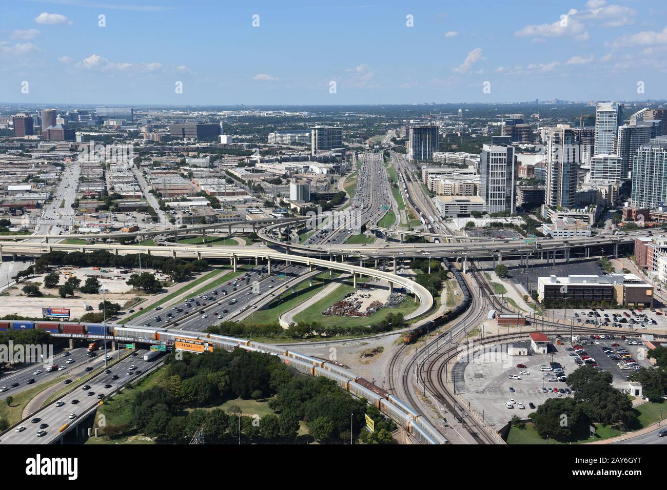 Aerial view of Dallas, Texas, from the Reunion Tower Observation Deck ...
