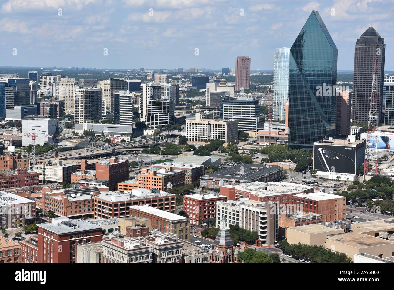 Aerial view of Dallas, Texas, from the Reunion Tower Observation Deck ...