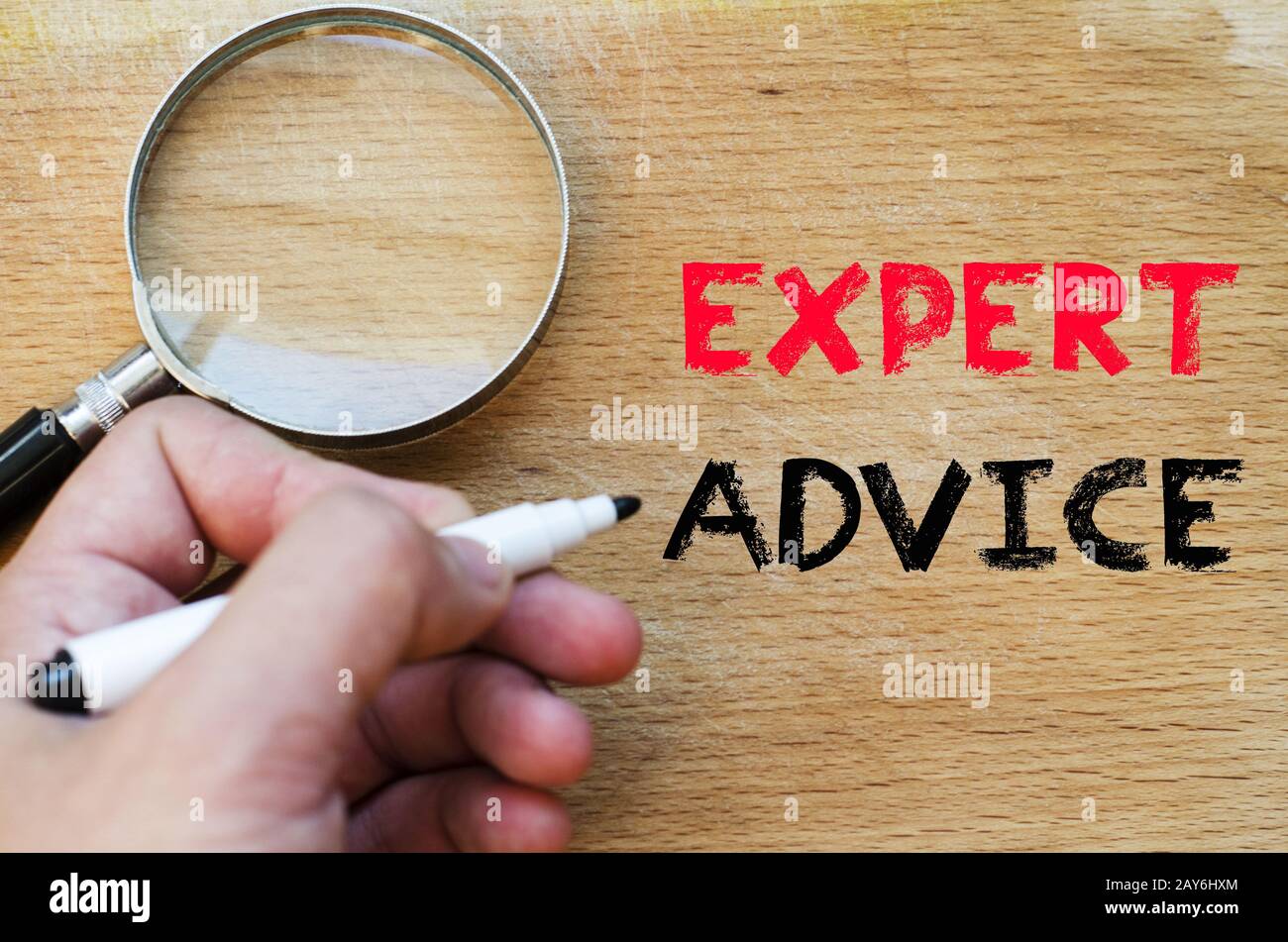Expert advice text concept Stock Photo - Alamy