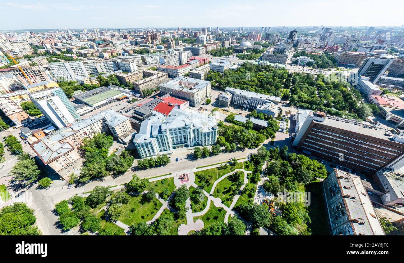 Aerial city view with roads, houses and buildings Stock Photo - Alamy