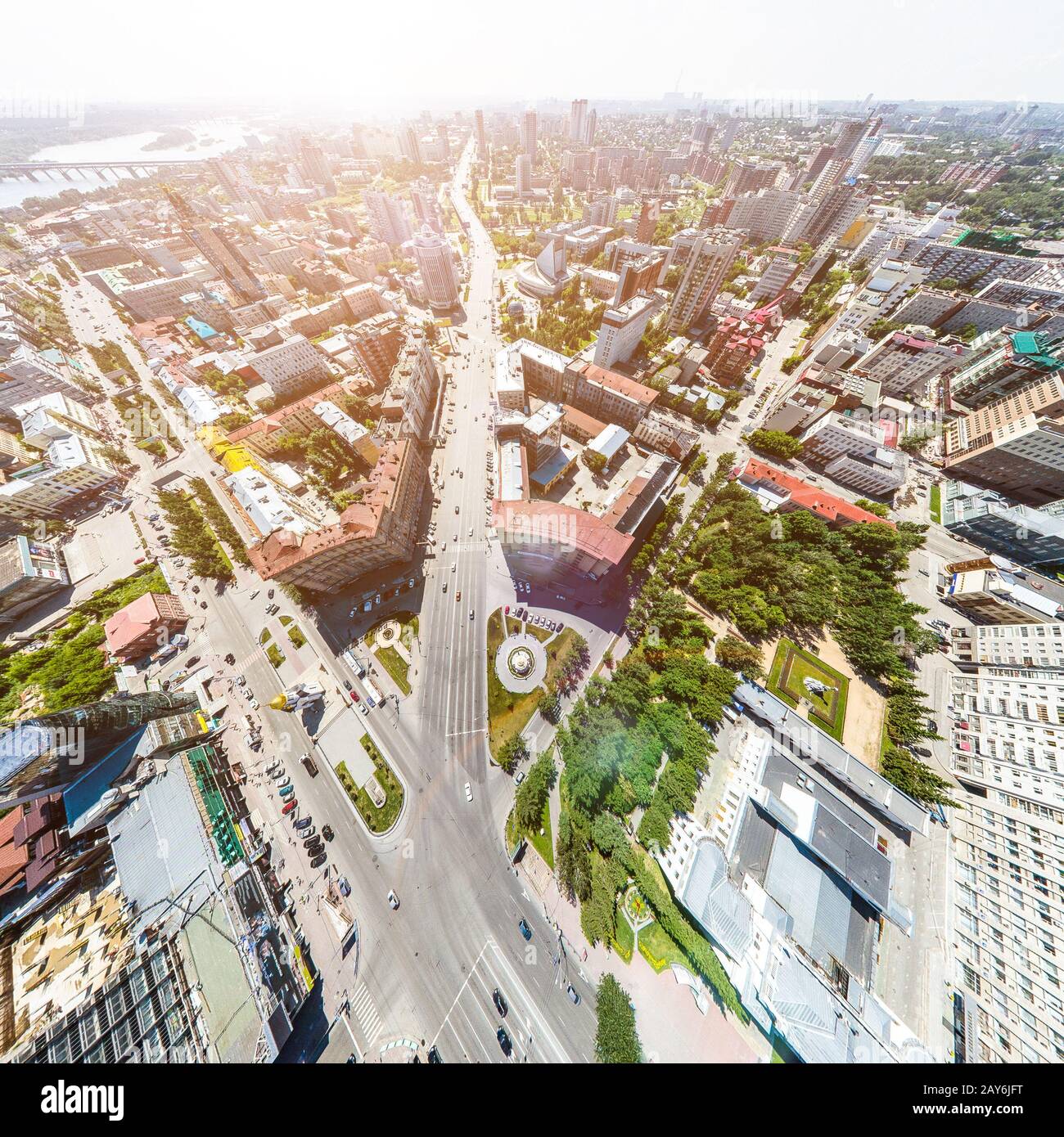 Aerial city view with roads, houses and buildings Stock Photo - Alamy