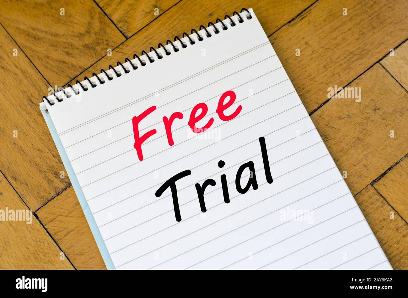 Free trial concept on notebook Stock Photo - Alamy