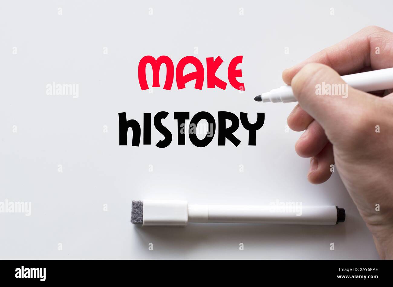 Make history written on whiteboard Stock Photo - Alamy