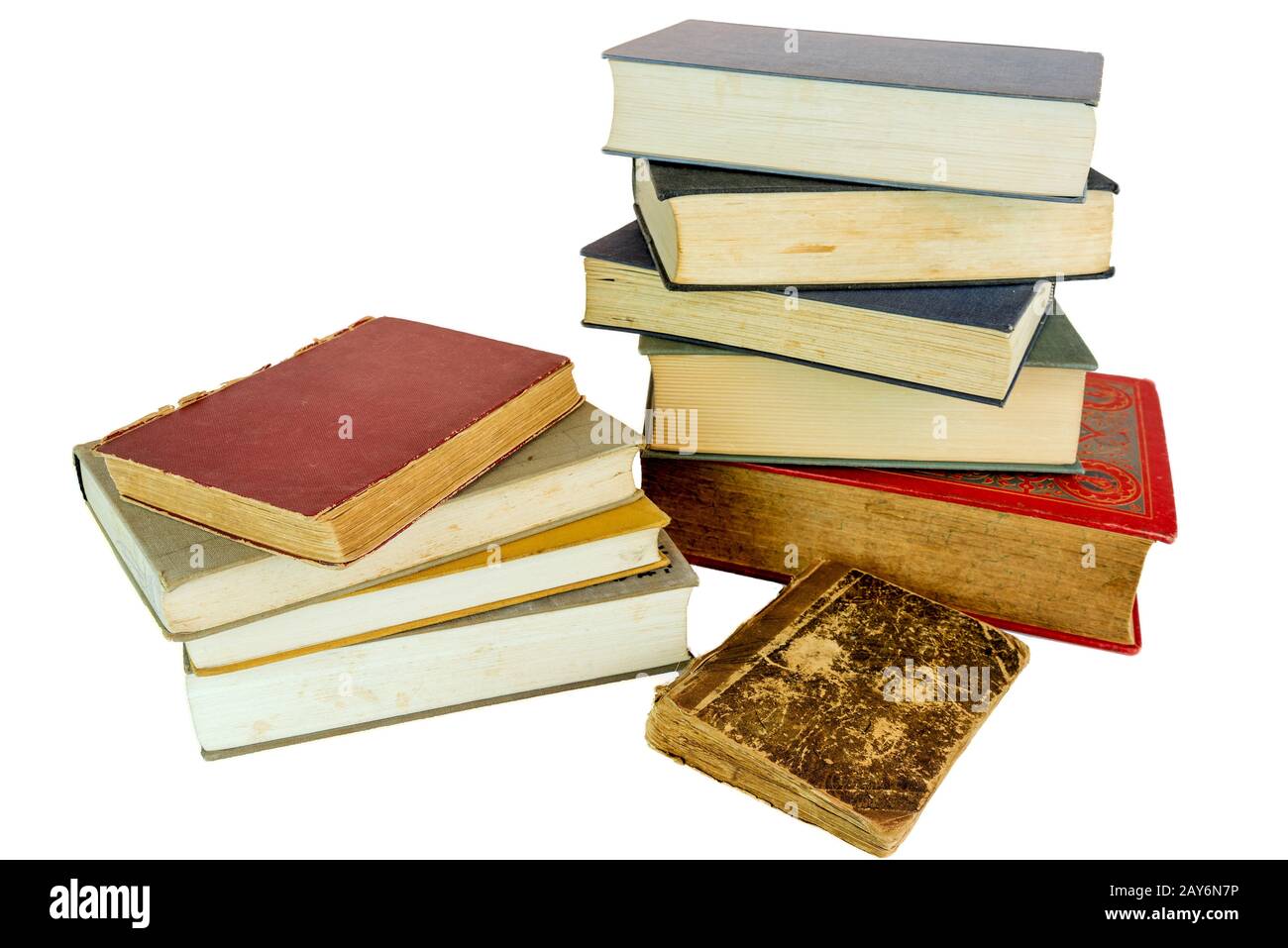 stack of old books isolated on white Stock Photo - Alamy