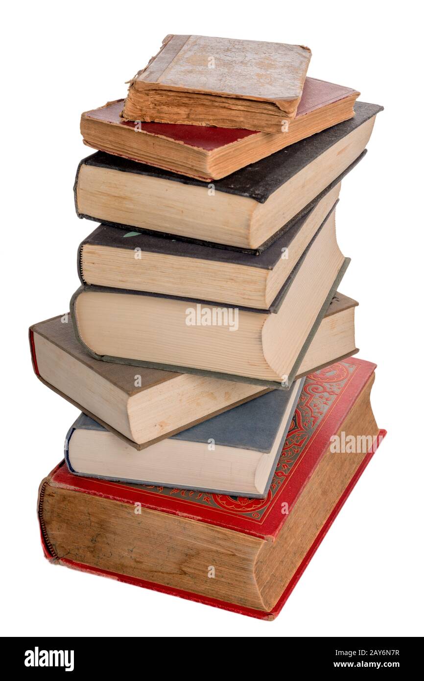 stack of old books isolated on white Stock Photo - Alamy