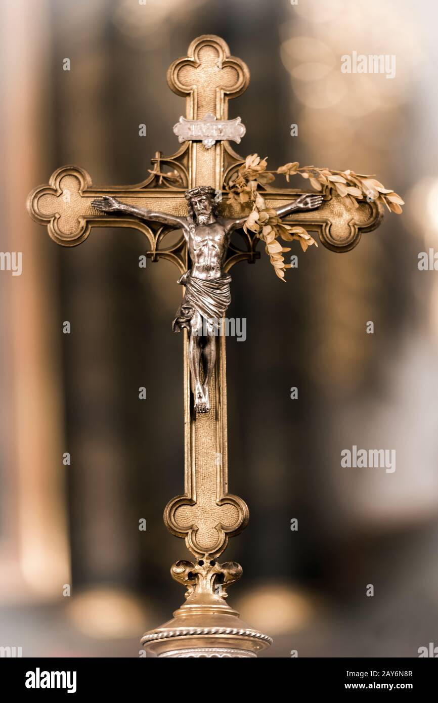 Old christian altar cross Stock Photo - Alamy