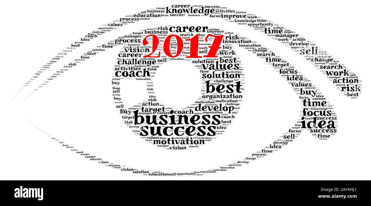 Business 2017 word cloud concept in human eye shape Stock Photo - Alamy
