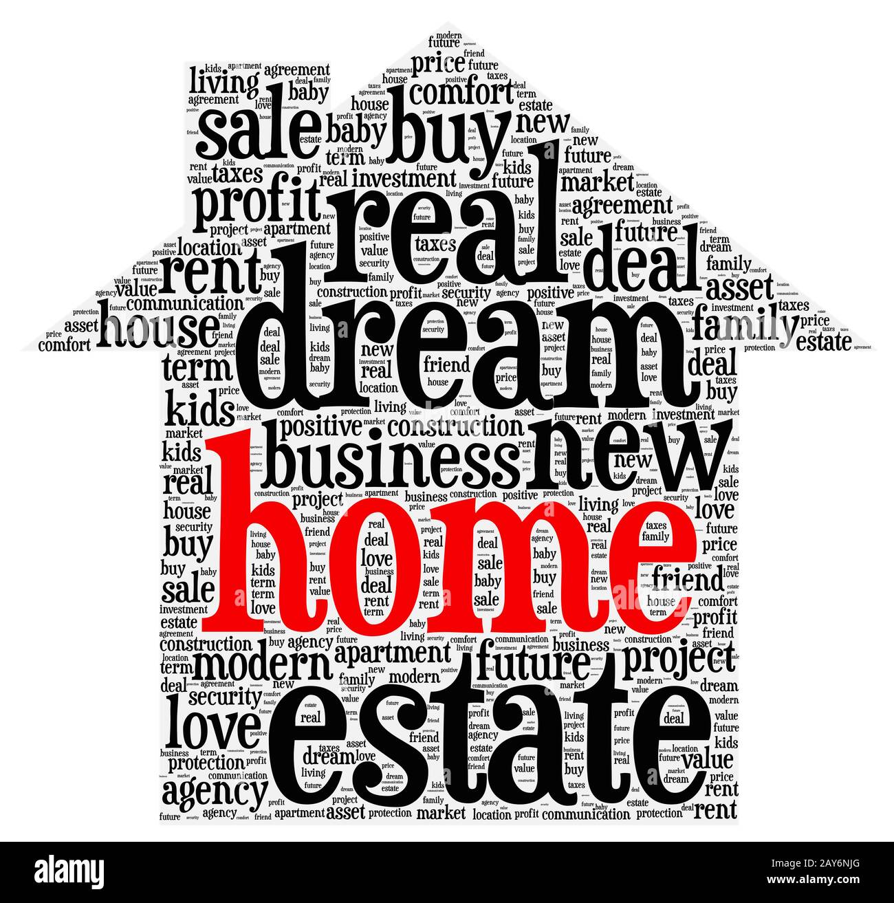 Home word cloud concept in house shape Stock Photo - Alamy
