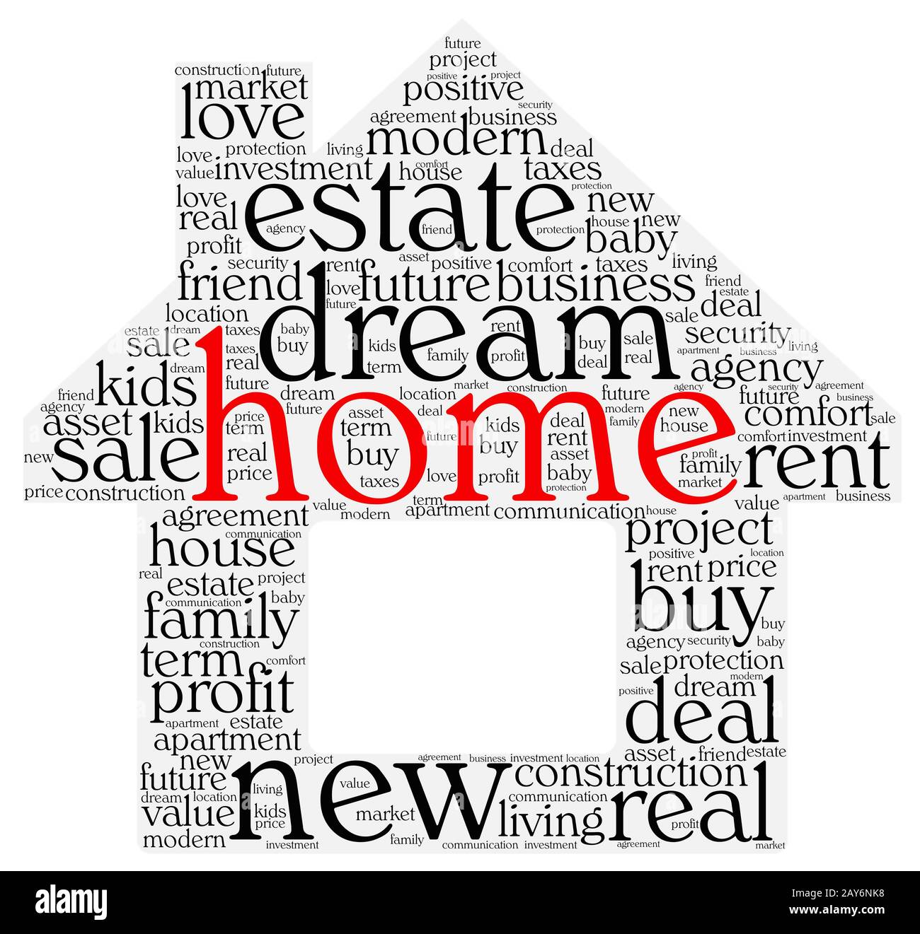 Home word cloud concept in house shape Stock Photo - Alamy