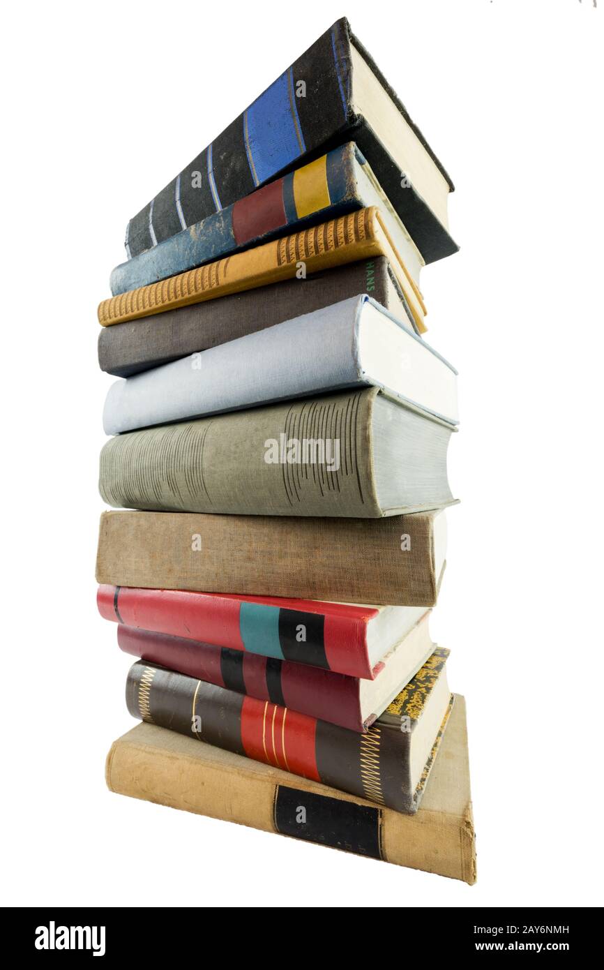Stack of old books isolated on white Stock Photo - Alamy