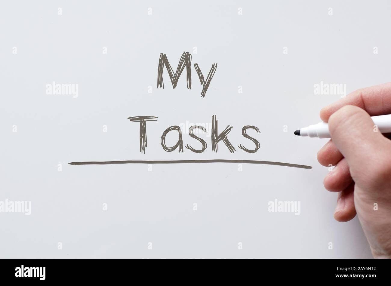 My tasks written on whiteboard Stock Photo - Alamy