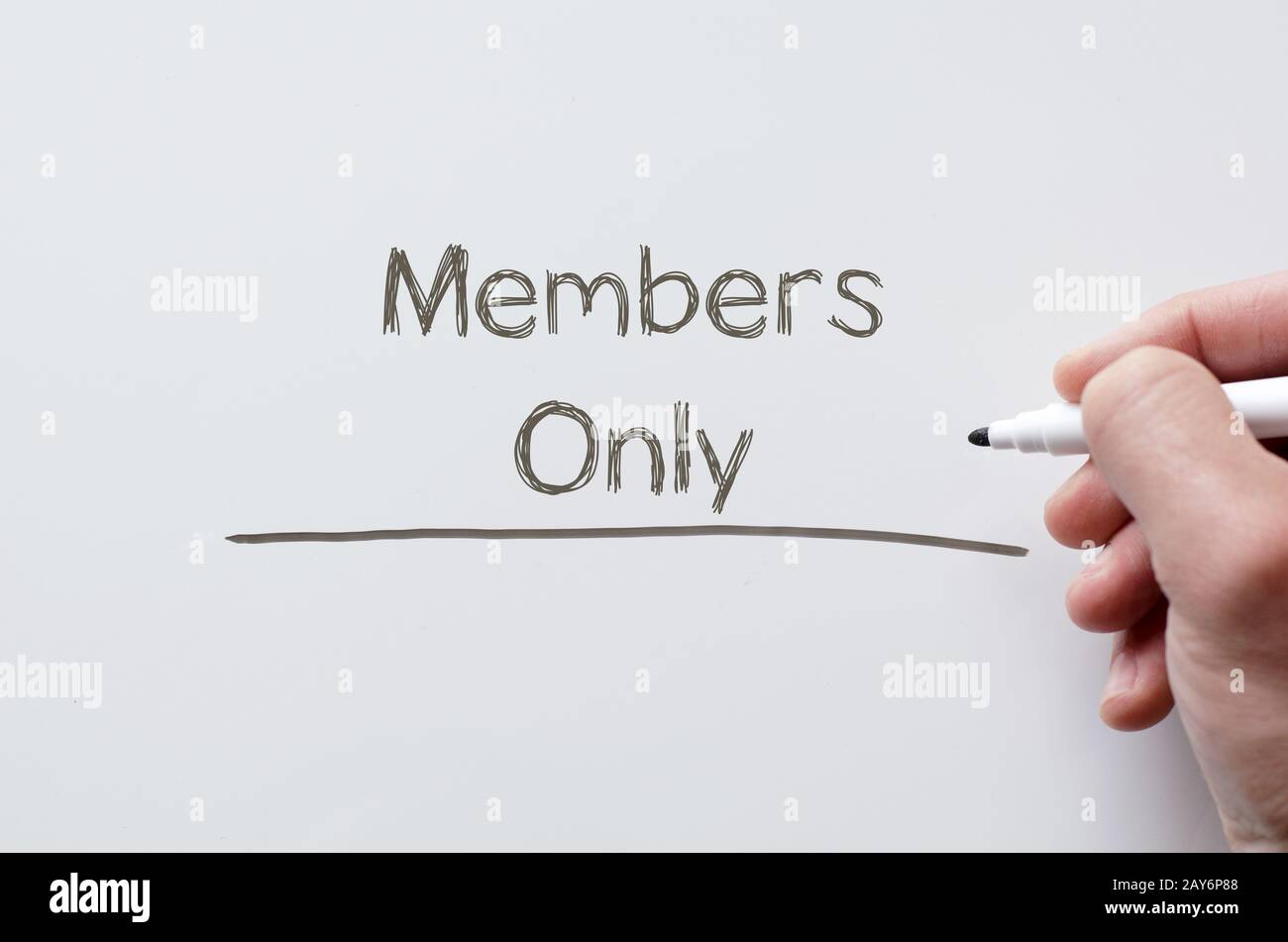 Members only written on whiteboard Stock Photo - Alamy