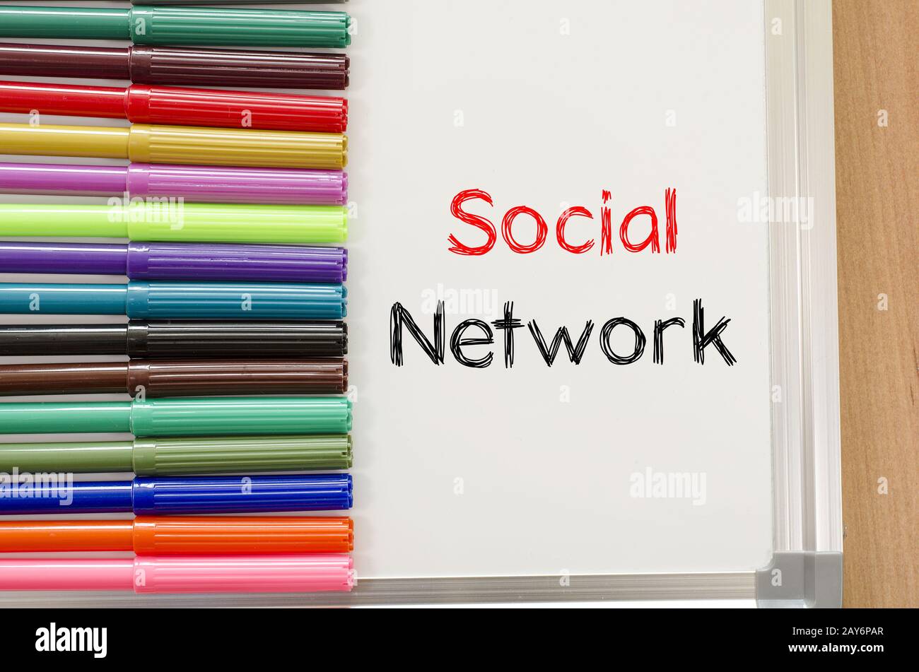 Felt-tip pen and whiteboard and social network text concept Stock Photo ...