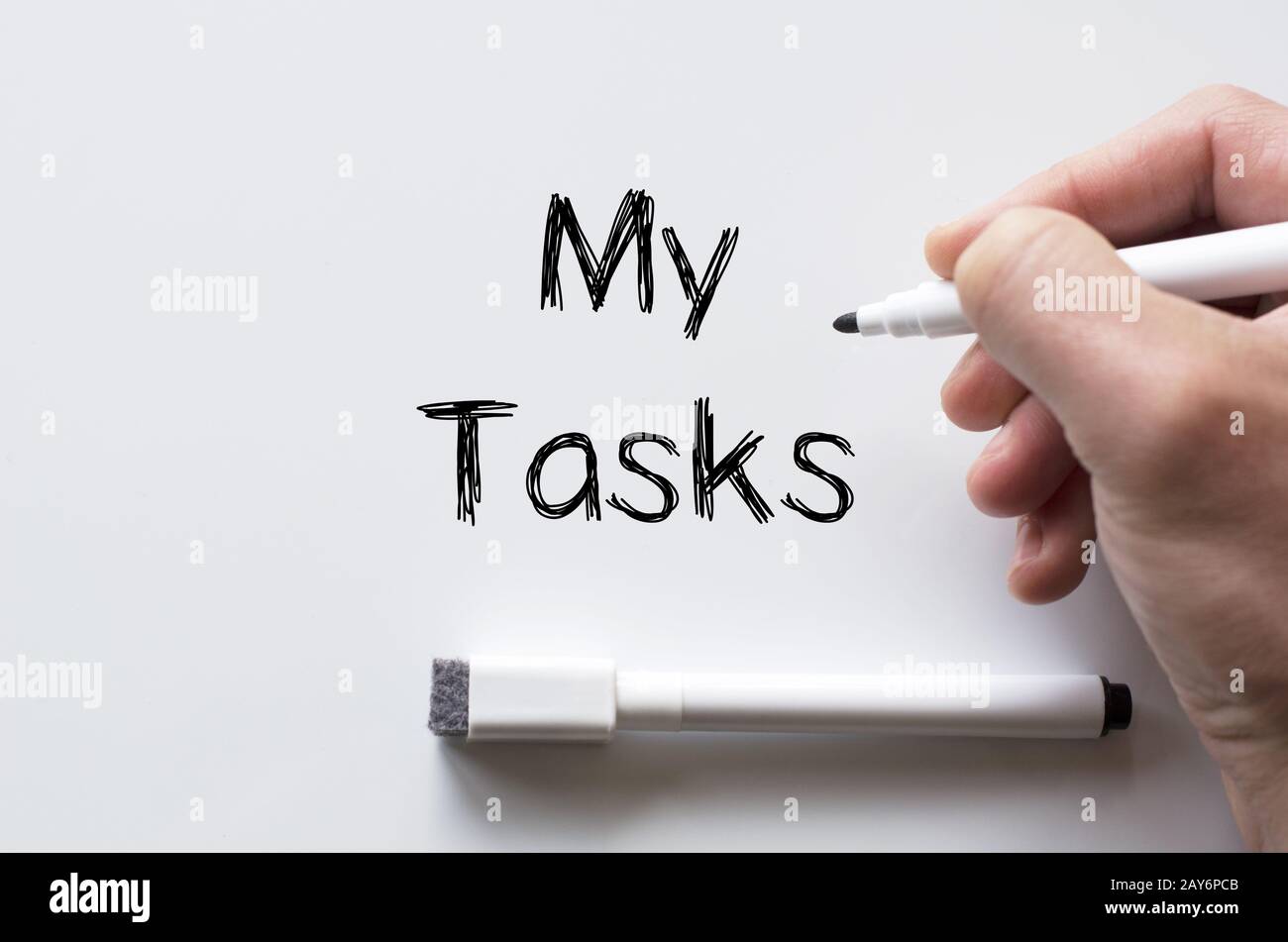 My tasks written on whiteboard Stock Photo - Alamy