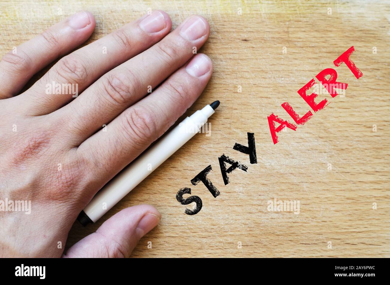 Stay alert text concept Stock Photo - Alamy