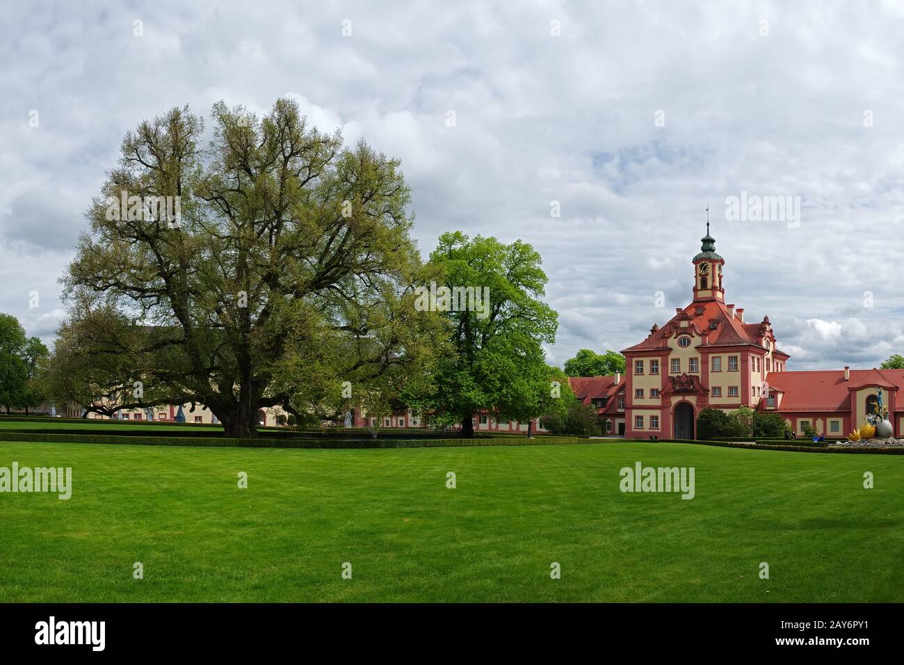 Gate building Altshausen castle with courtyard garden Stock Photo - Alamy