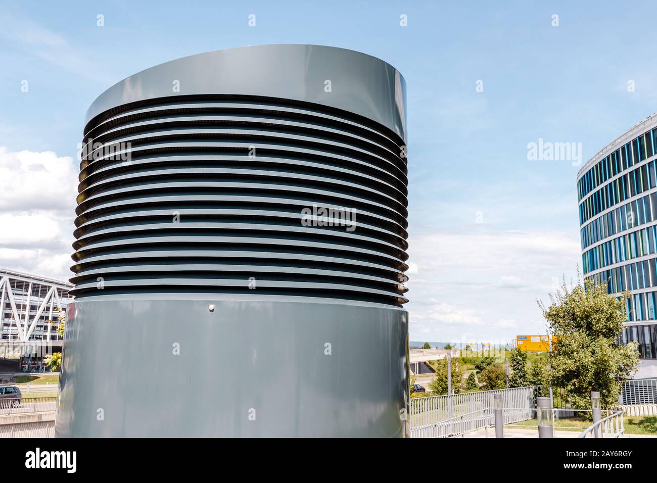 Modern air ventilation system near big office building Stock Photo - Alamy