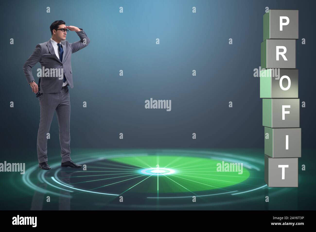 Businessman in the search for profits Stock Photo - Alamy