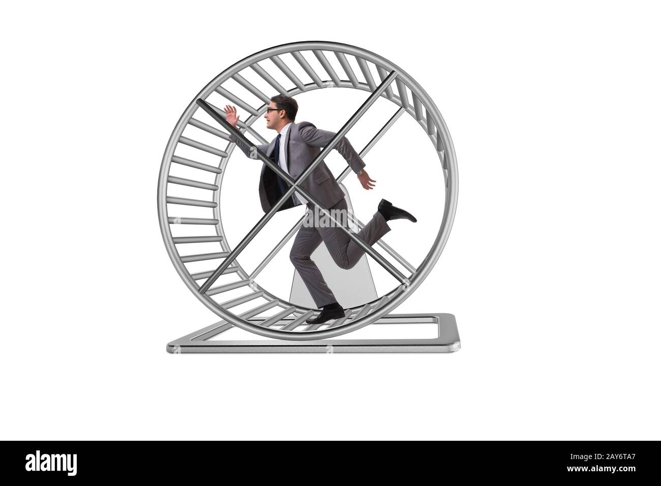 Business concept with businessman running on hamster wheel Stock Photo ...