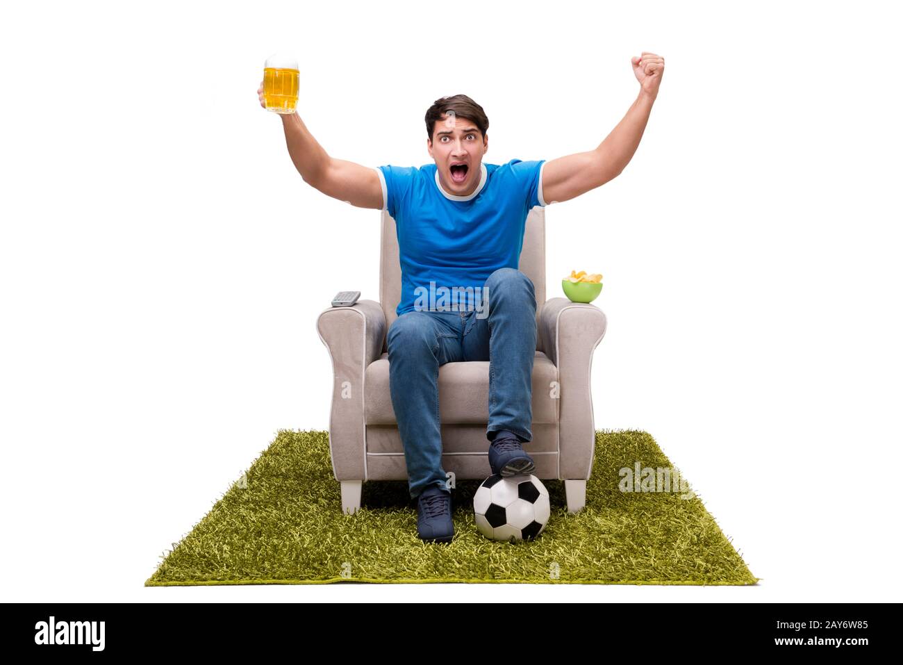 Watching tv home football Cut Out Stock Images & Pictures - Alamy
