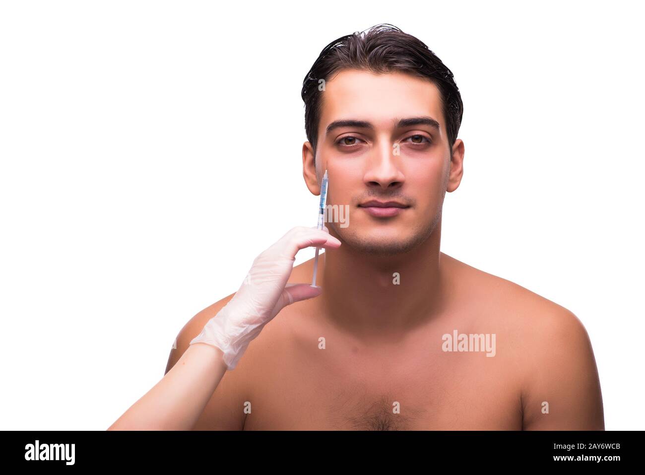 Man getting injection isolated on white Stock Photo - Alamy
