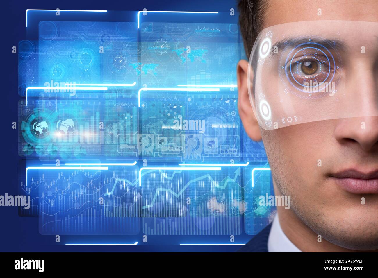 Futuristic vision concept with businessman Stock Photo - Alamy