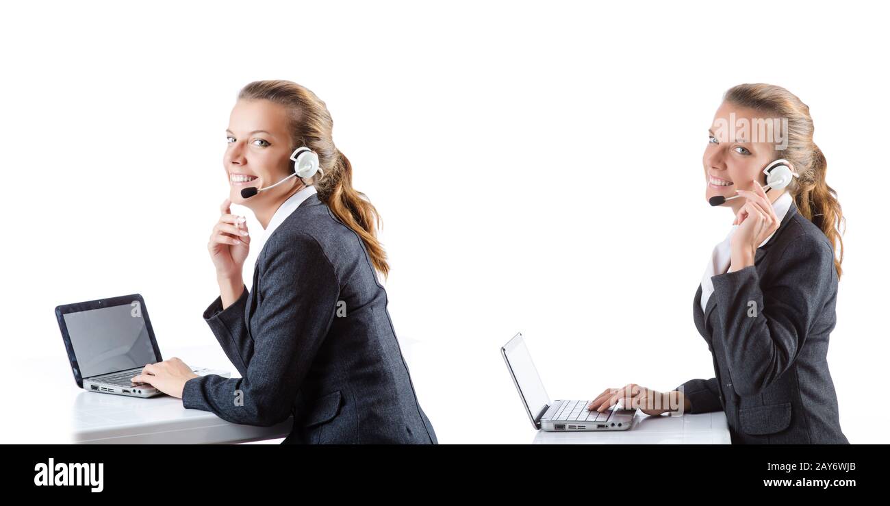 Call center assistant responding to calls Stock Photo - Alamy
