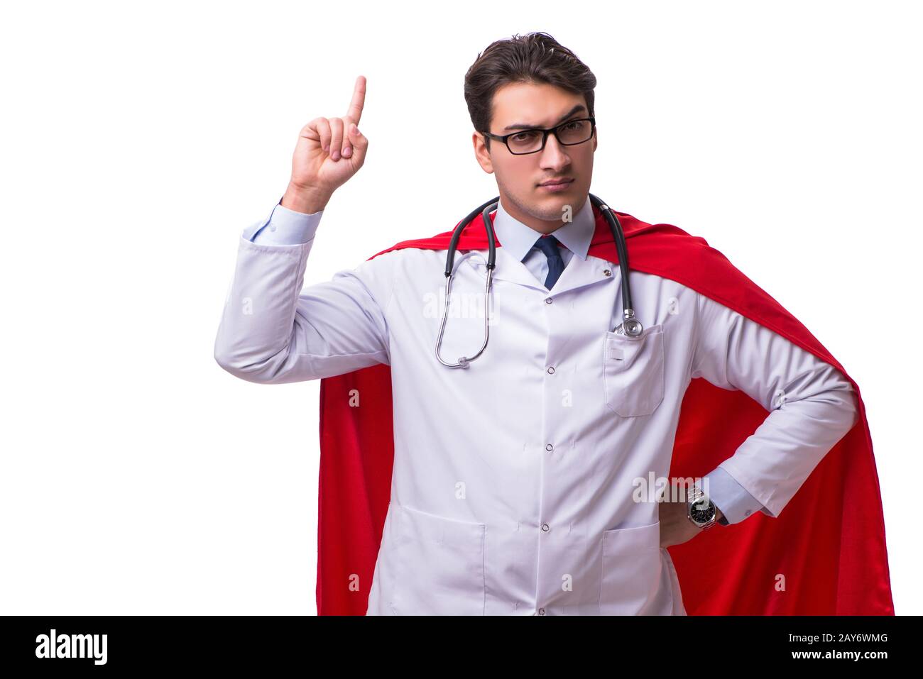 Super hero doctor isolated on white Stock Photo - Alamy