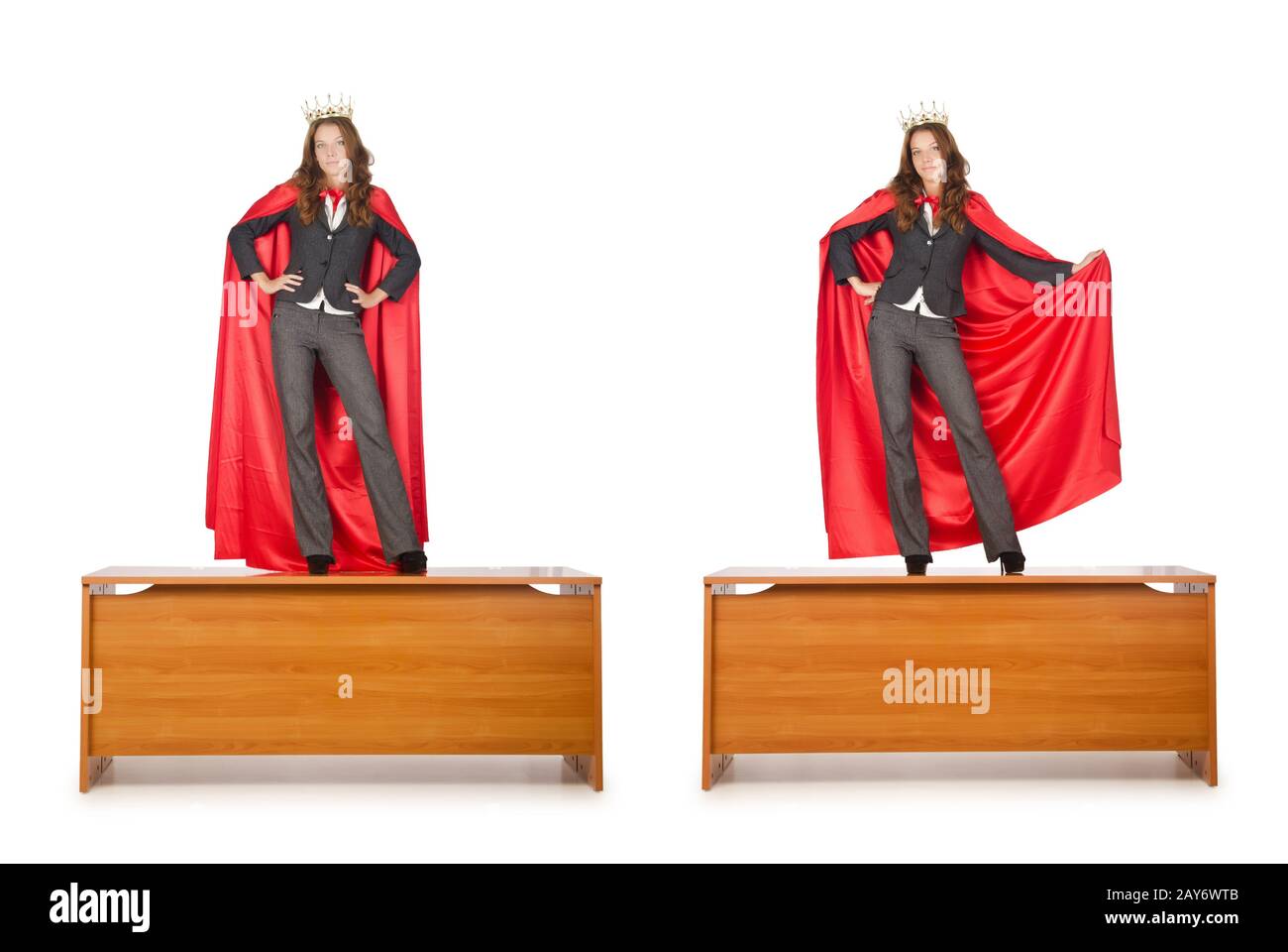 Queen businessman standing on the desk Stock Photo - Alamy