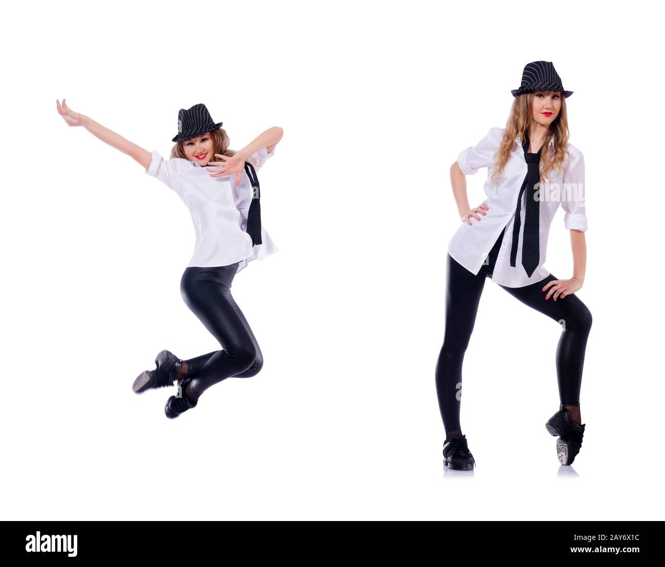 Woman dancer jump pose Cut Out Stock Images & Pictures - Alamy