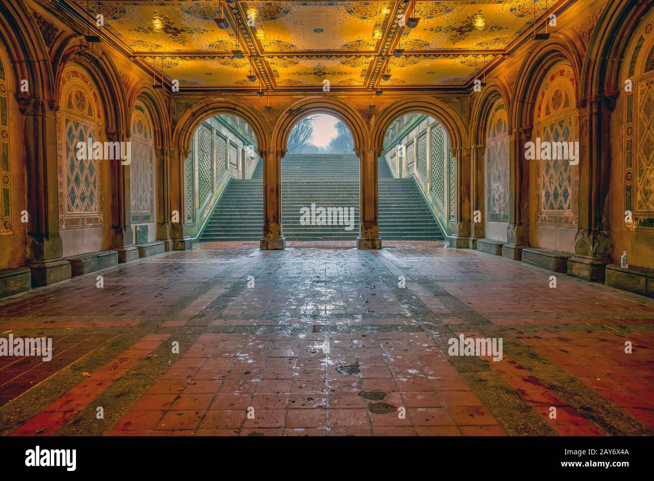 Bethesda Terrace and Fountain are two architectural features ...