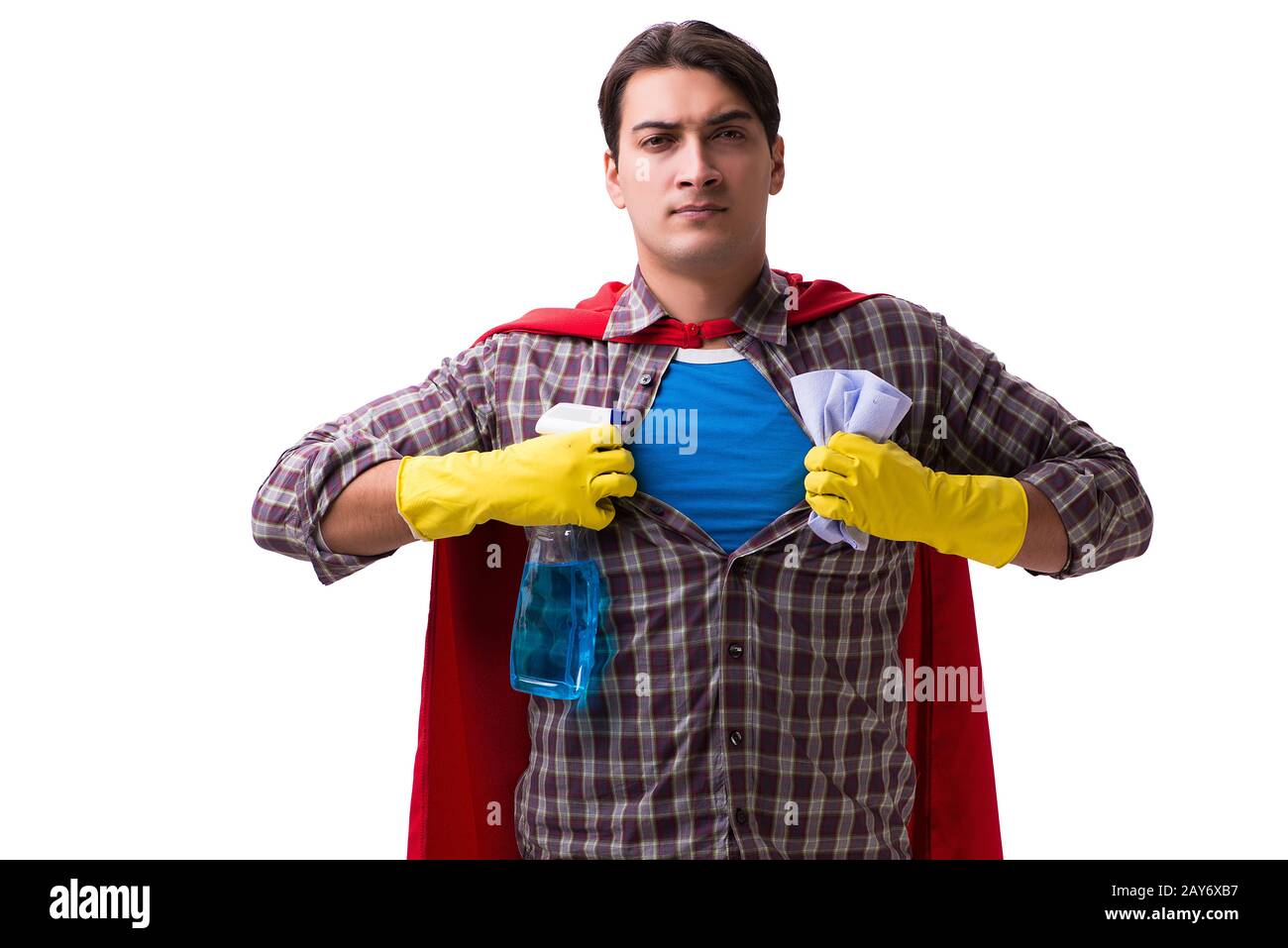Super hero cleaner isolated on white Stock Photo - Alamy