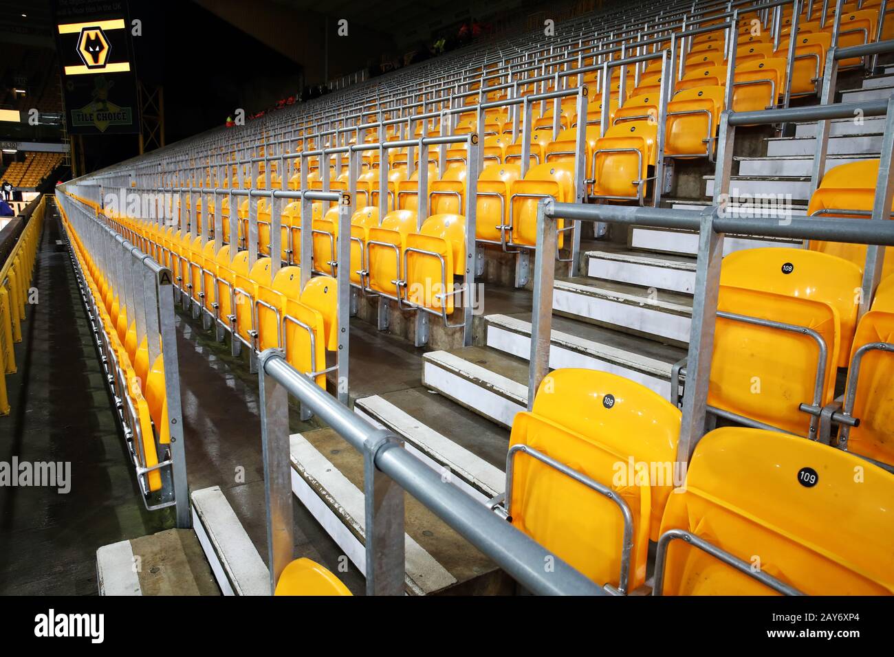 A general view of the safe standing area before the Premier League ...