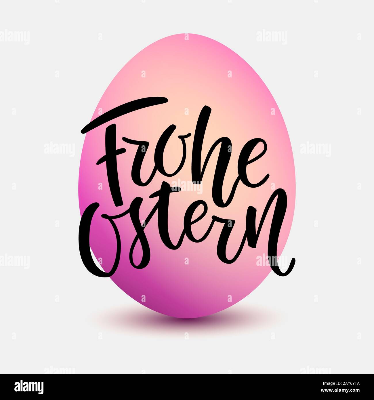 Happy Easter German text lettering calligraphy on pink gradient egg ...