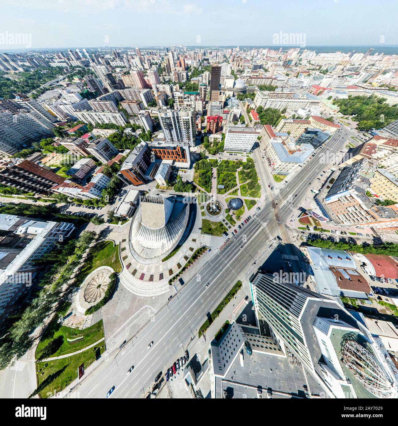 Aerial city view with roads, houses and buildings Stock Photo - Alamy